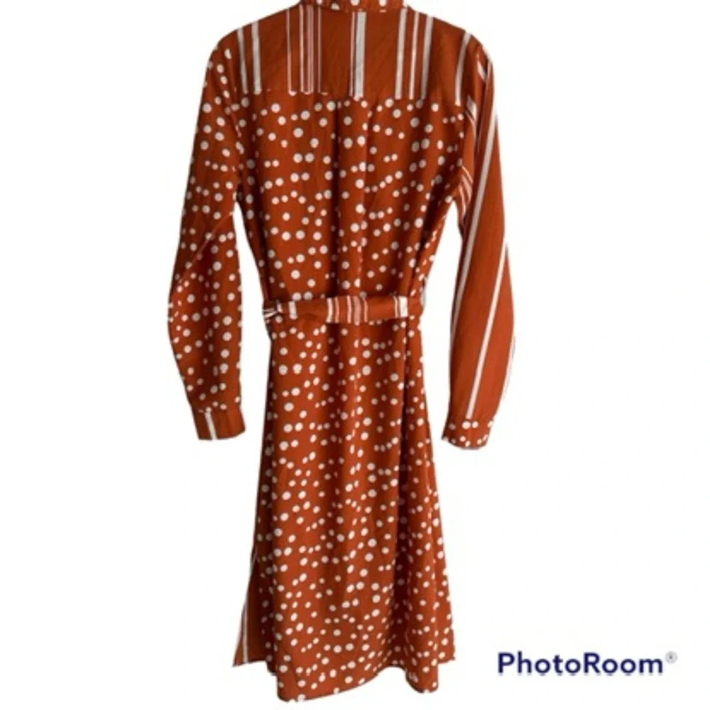Lulus | Dresses | Lulus Via Dolce Rust Orange Striped Polka Dot Long ...